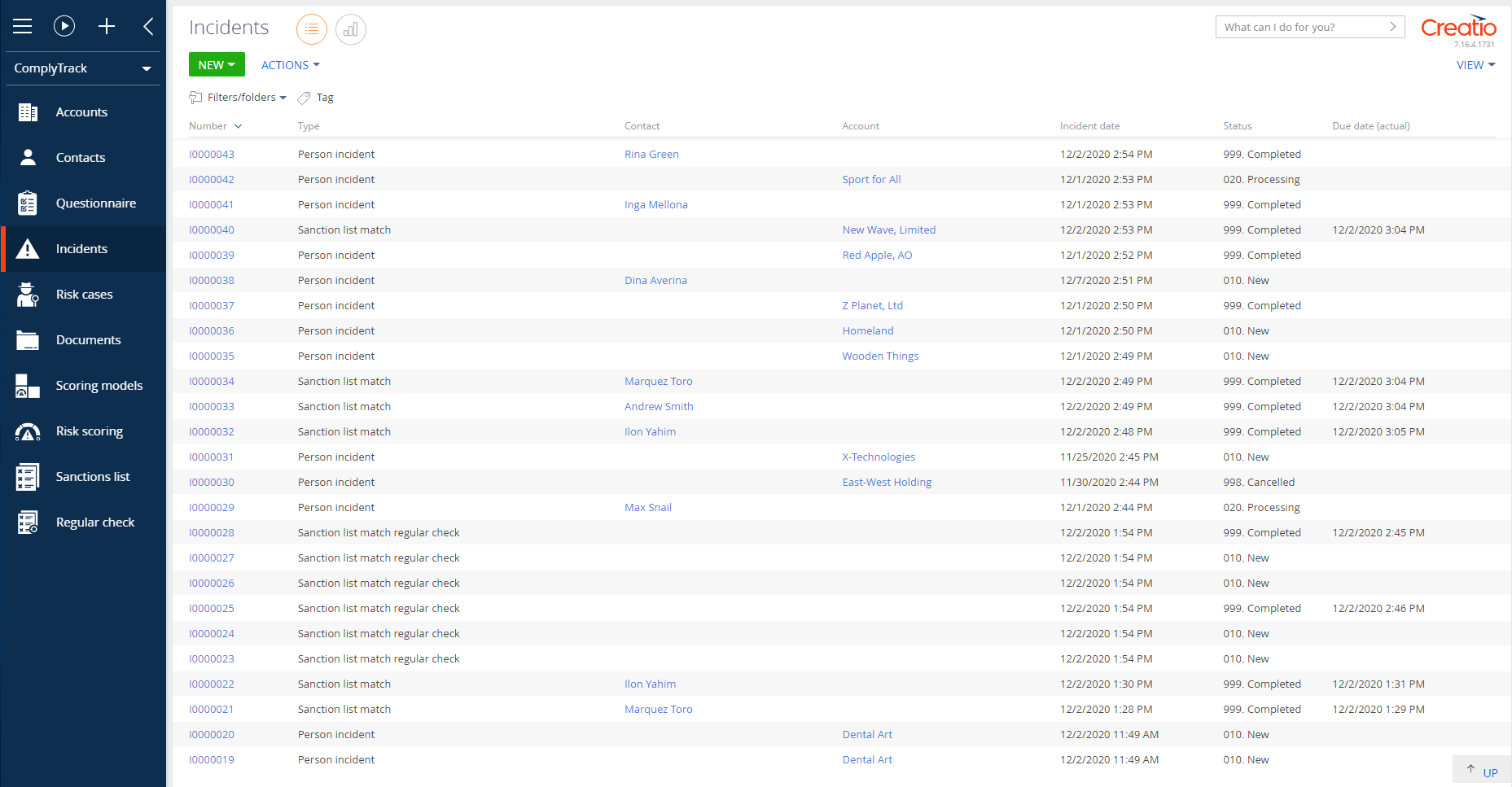 ComplyTrack for Creatio | Creatio Marketplace