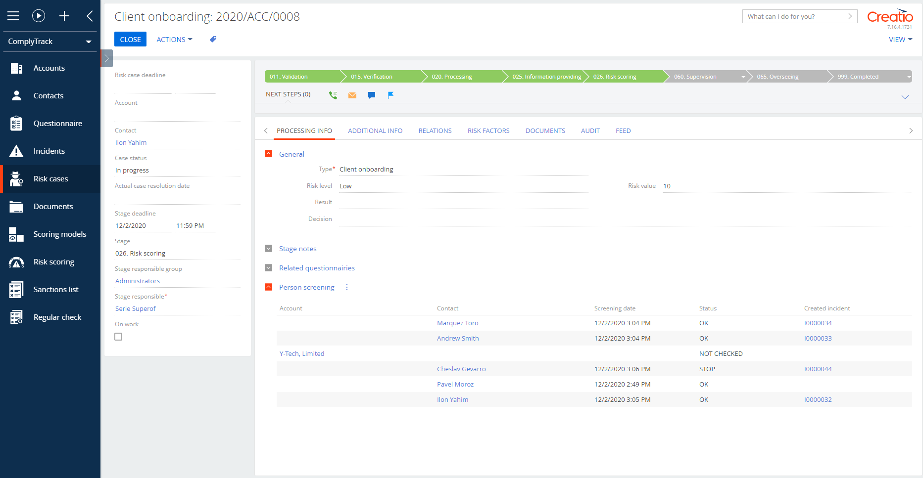 ComplyTrack for Creatio | Creatio Marketplace