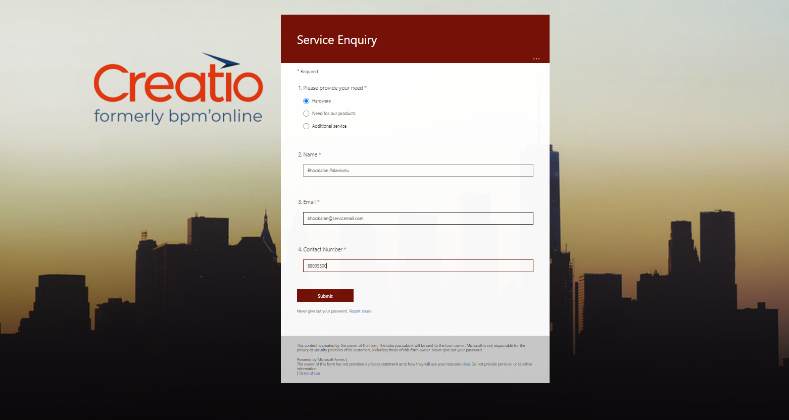 Microsoft Forms Connector For Creatio Creatio Marketplace