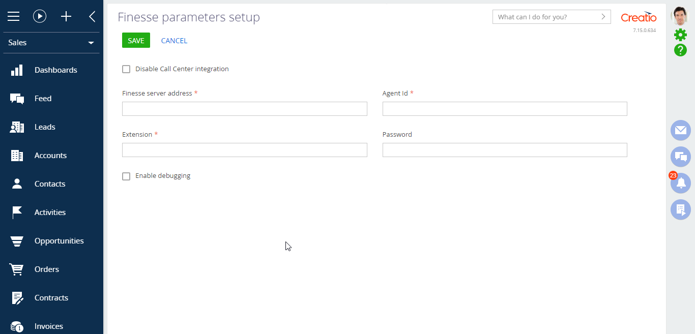 Finesse call centre connector for Creatio | Creatio Marketplace
