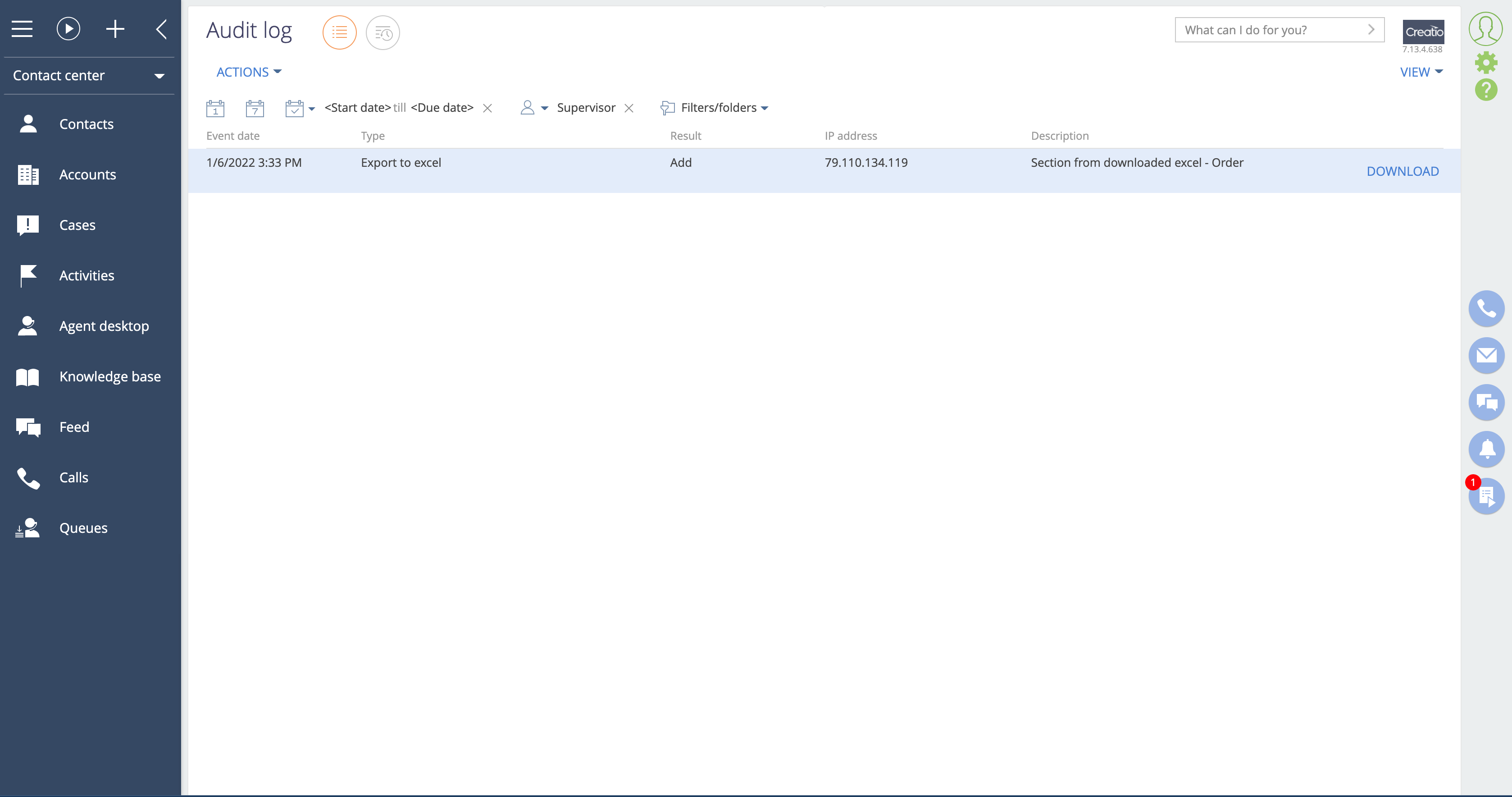 Excel export logger for Creatio | Creatio Marketplace