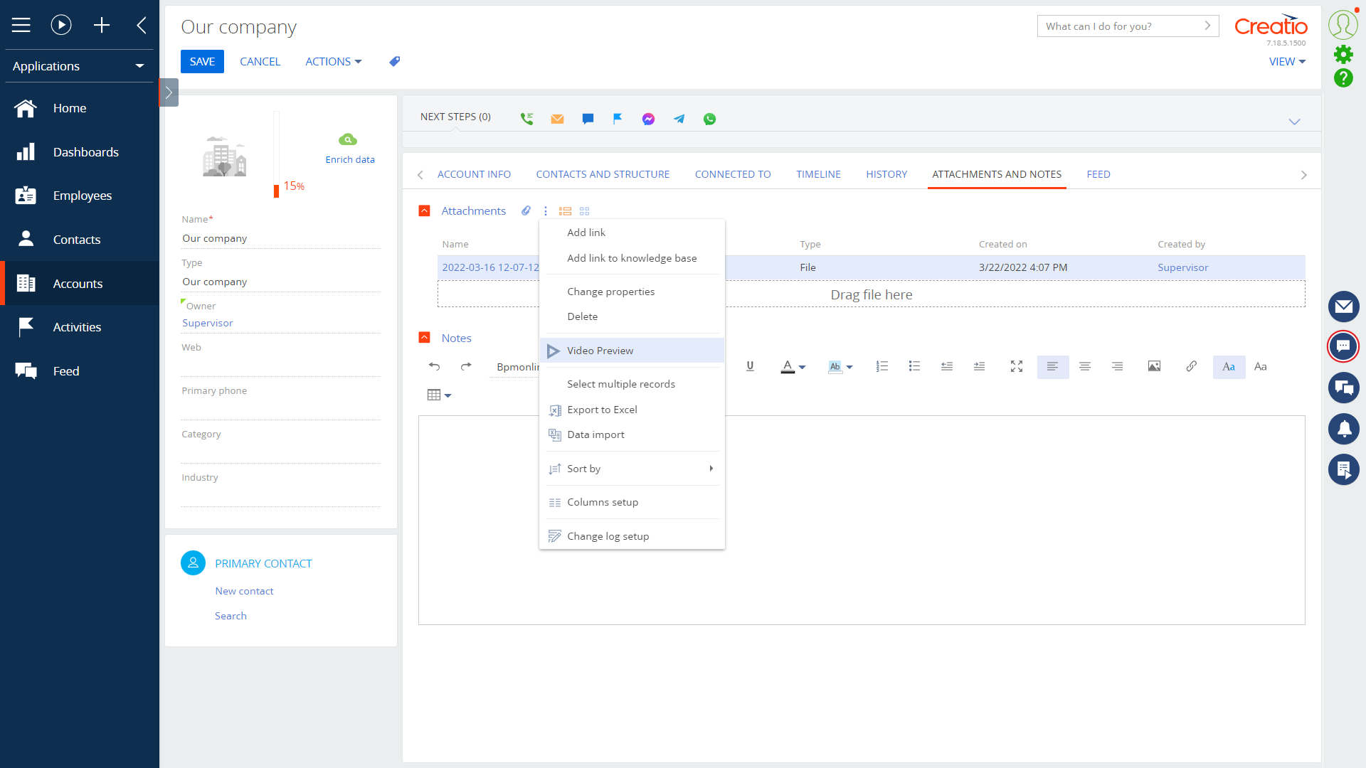 Video player for Creatio | Creatio Marketplace