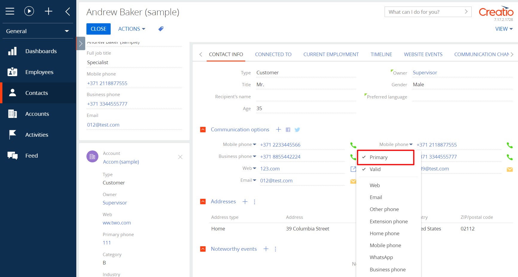 Primary communication options for Creatio | Creatio Marketplace
