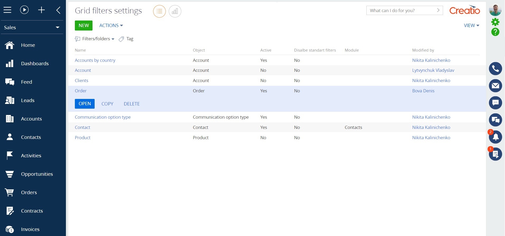 SalesUp Quick filters for Creatio | Creatio Marketplace