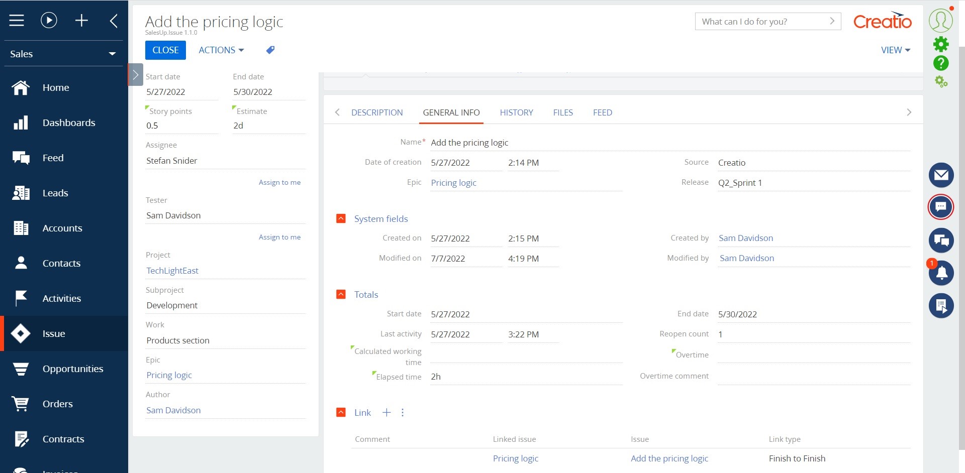 SalesUp Project Management for Creatio | Creatio Marketplace