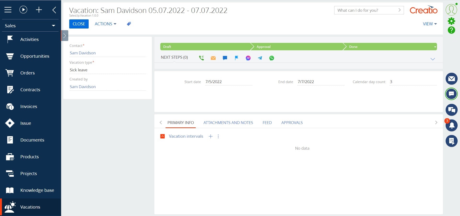 Salesup Vacation Requests For Creatio Creatio Marketplace
