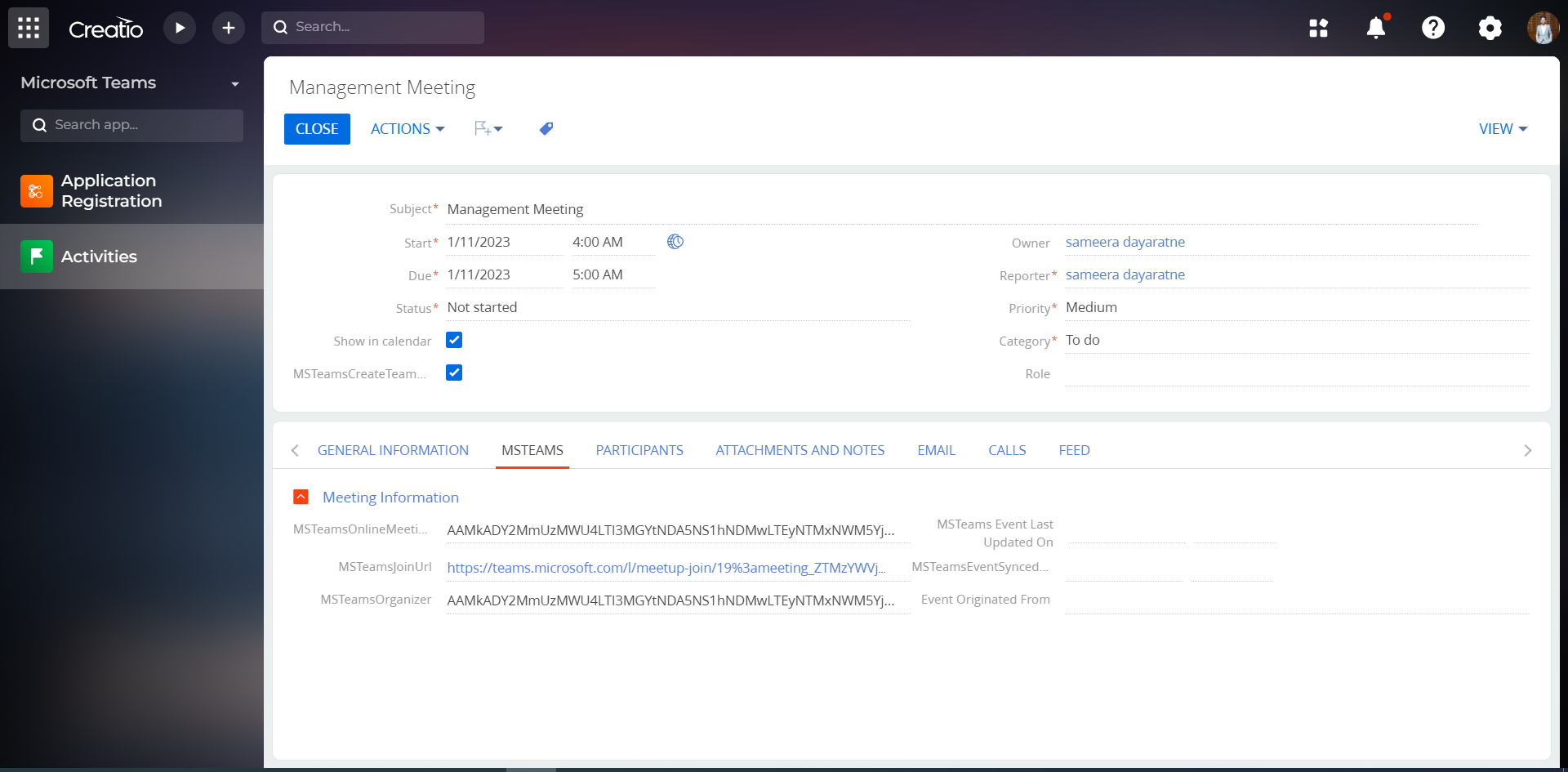Microsoft Teams connector for Creatio | Creatio Marketplace