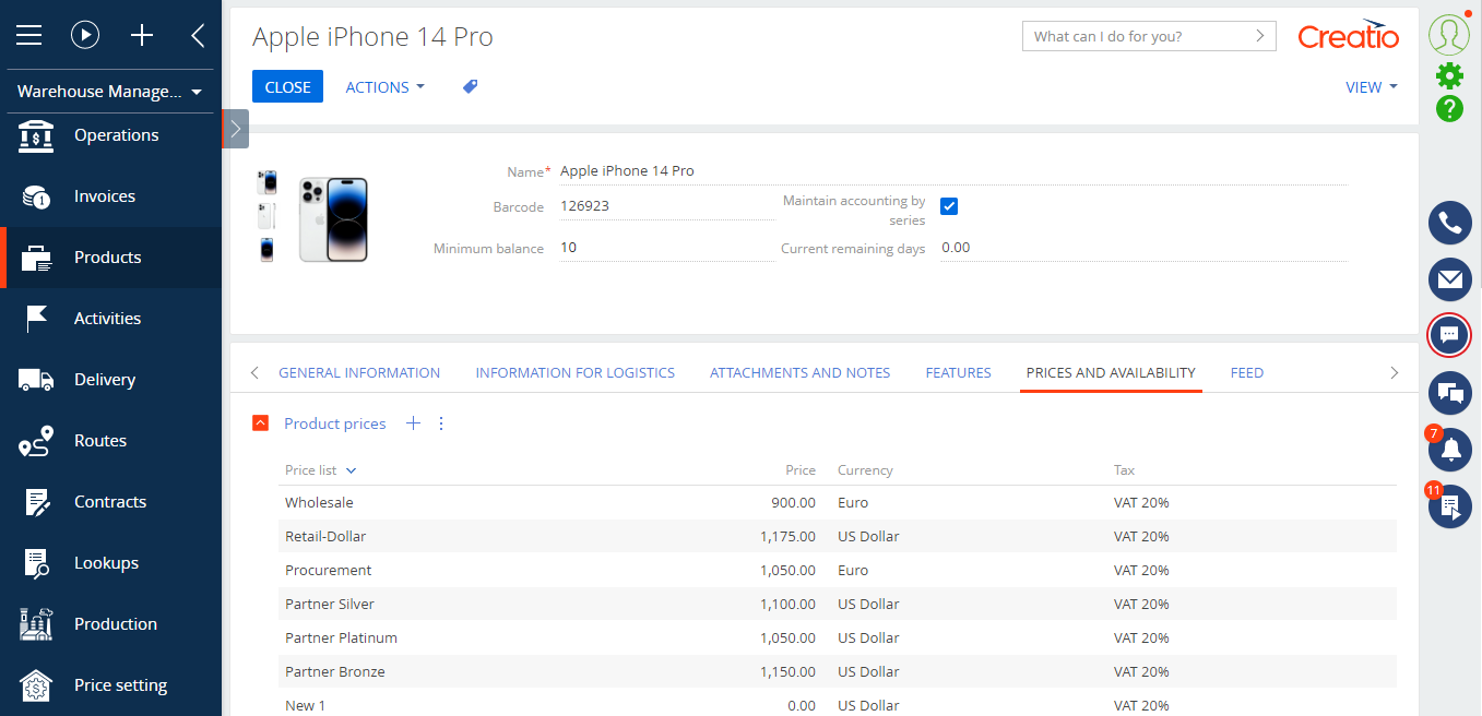 Storekeeper for Creatio | Creatio Marketplace