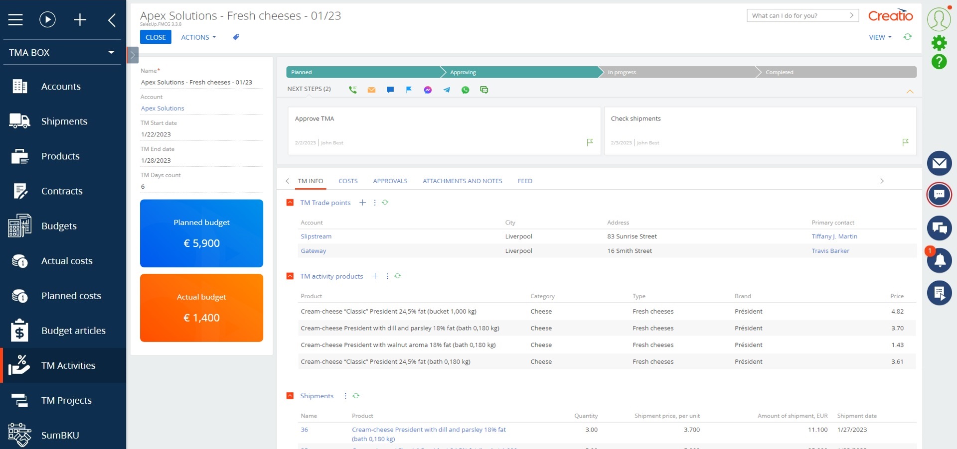 SalesUp FMCG management for Creatio | Creatio Marketplace