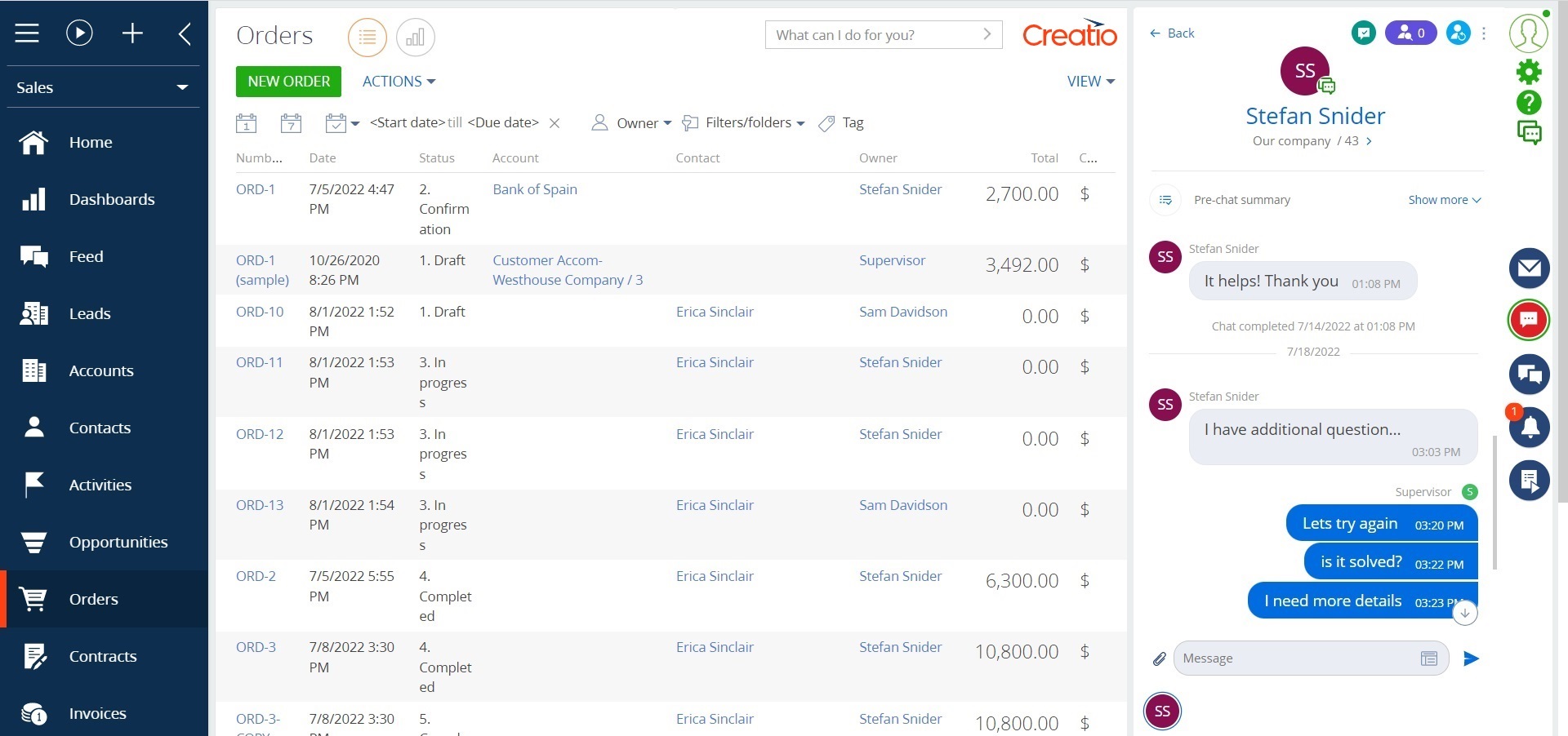 SalesUp Internal chats for Creatio | Creatio Marketplace