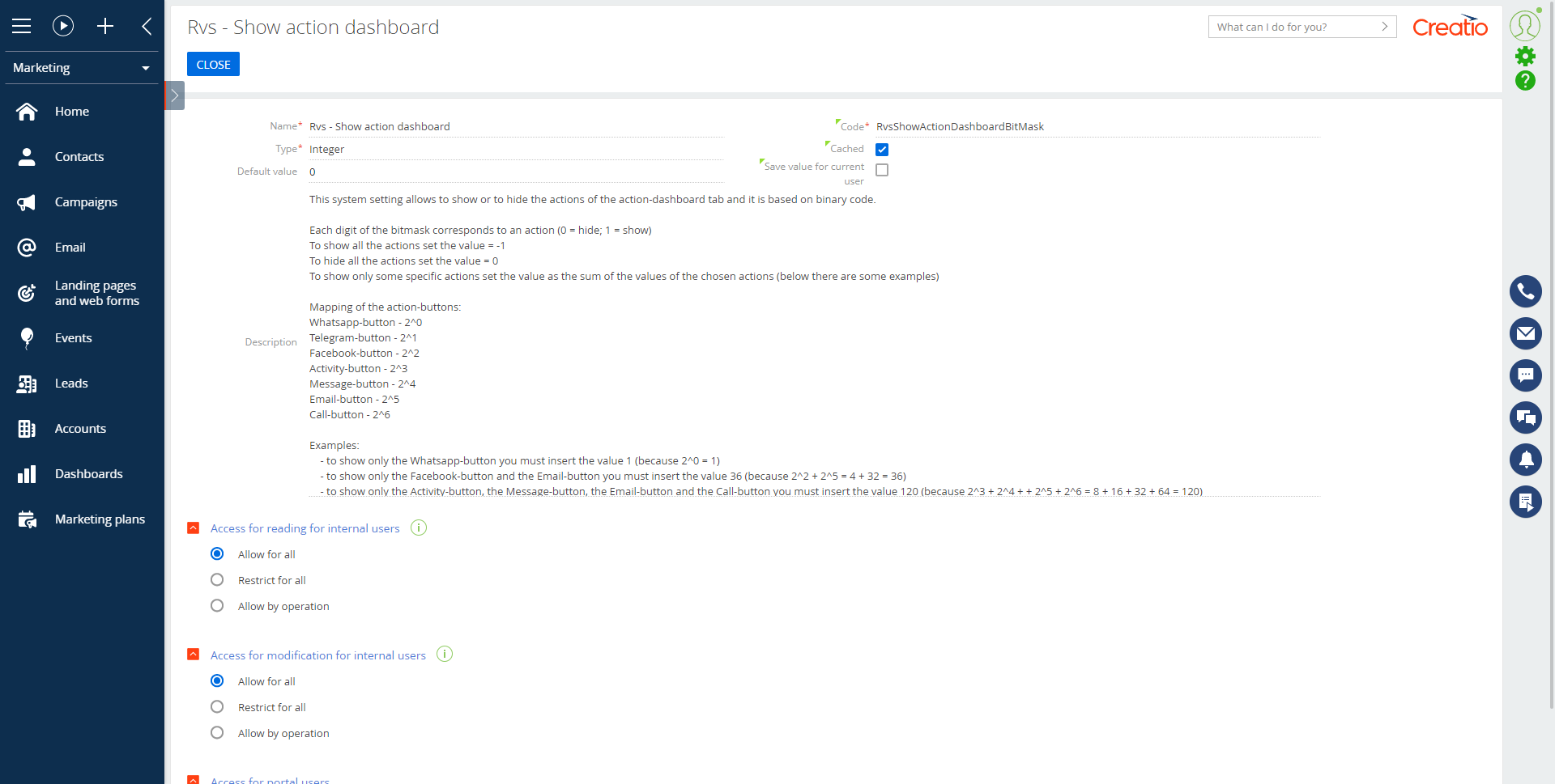 Section Actions Dashboard Manager For Creatio Creatio Marketplace