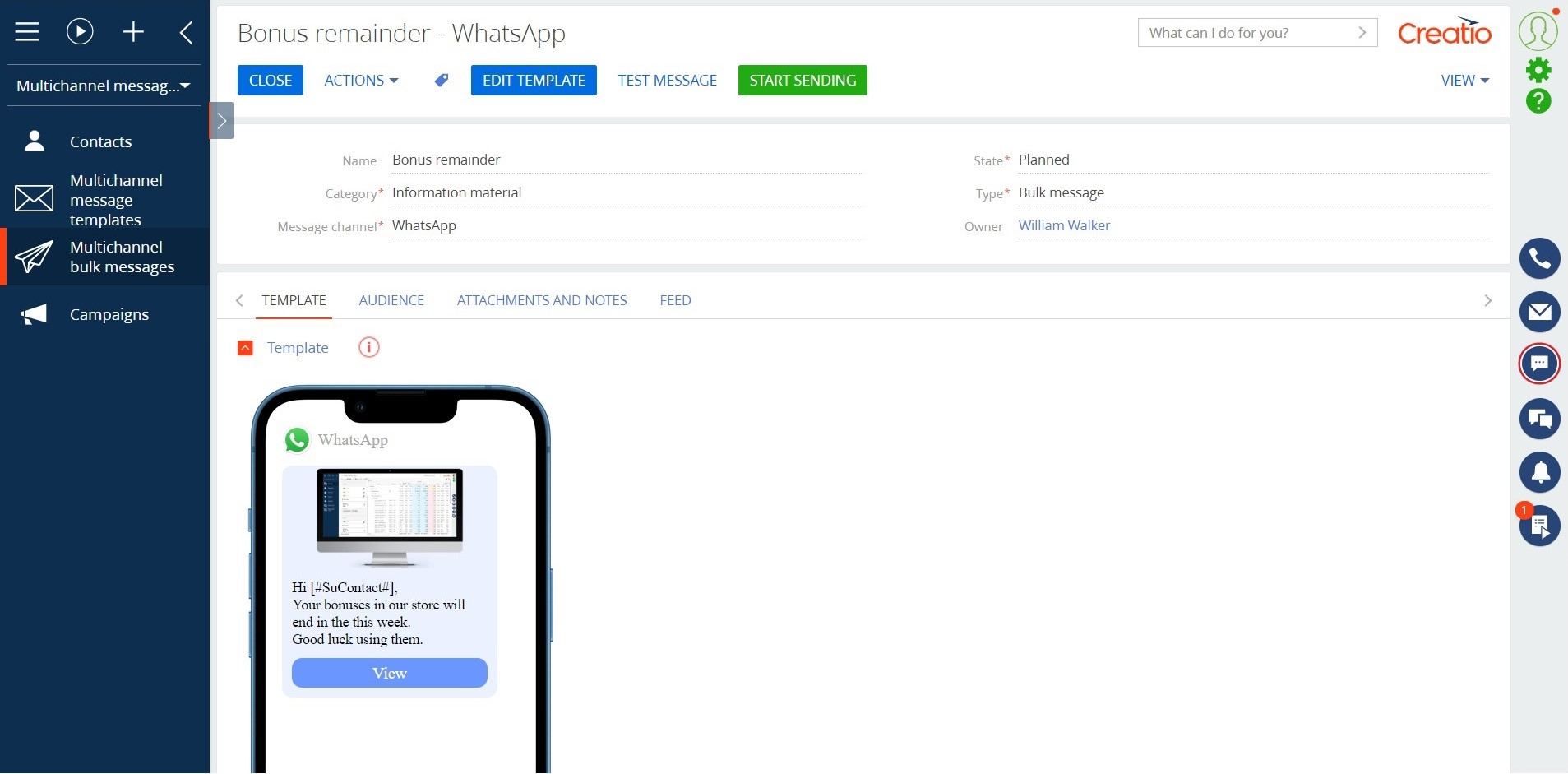 SalesUp Multichannel Bulk Messaging for Creatio | Creatio Marketplace