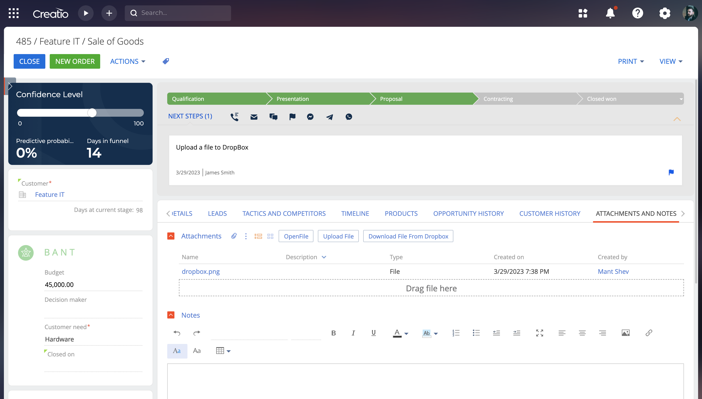 DropBox connector for Creatio | Creatio Marketplace