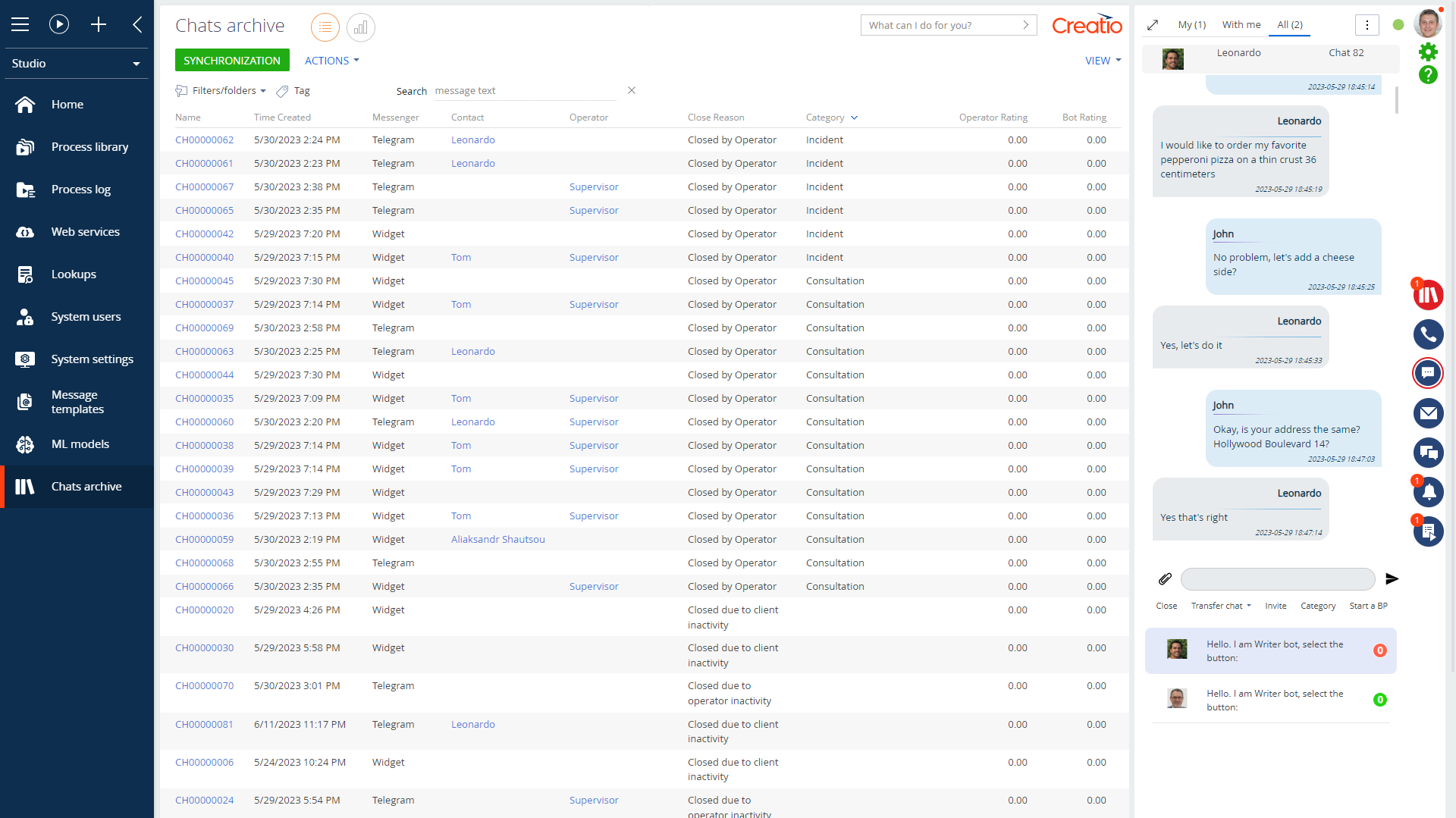 Writer Operator for Creatio | Creatio Marketplace