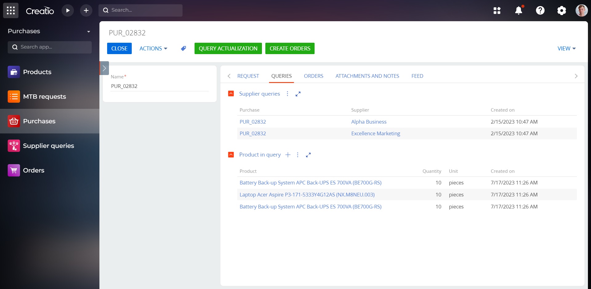 SalesUp Procurement Management for Creatio | Creatio Marketplace