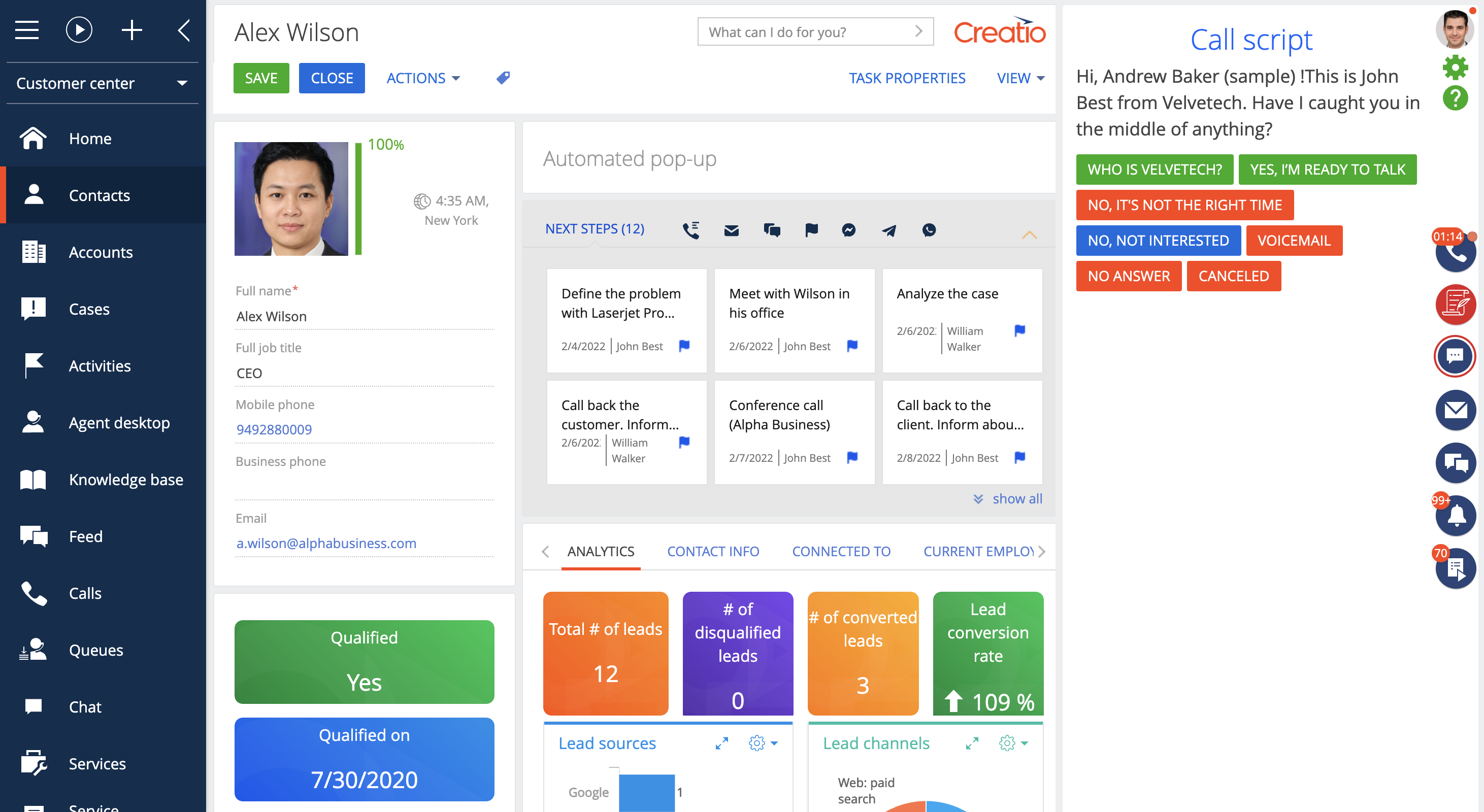 Call Scripts for Creatio | Creatio Marketplace
