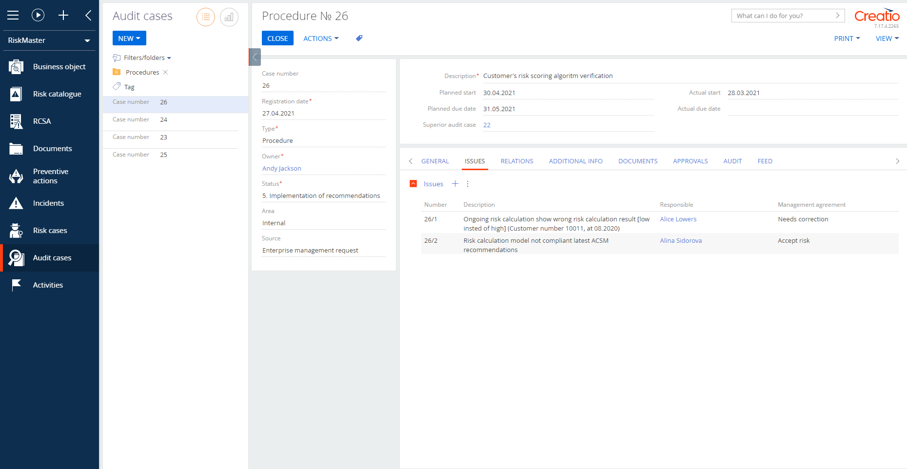RiskMaster for Creatio | Creatio Marketplace