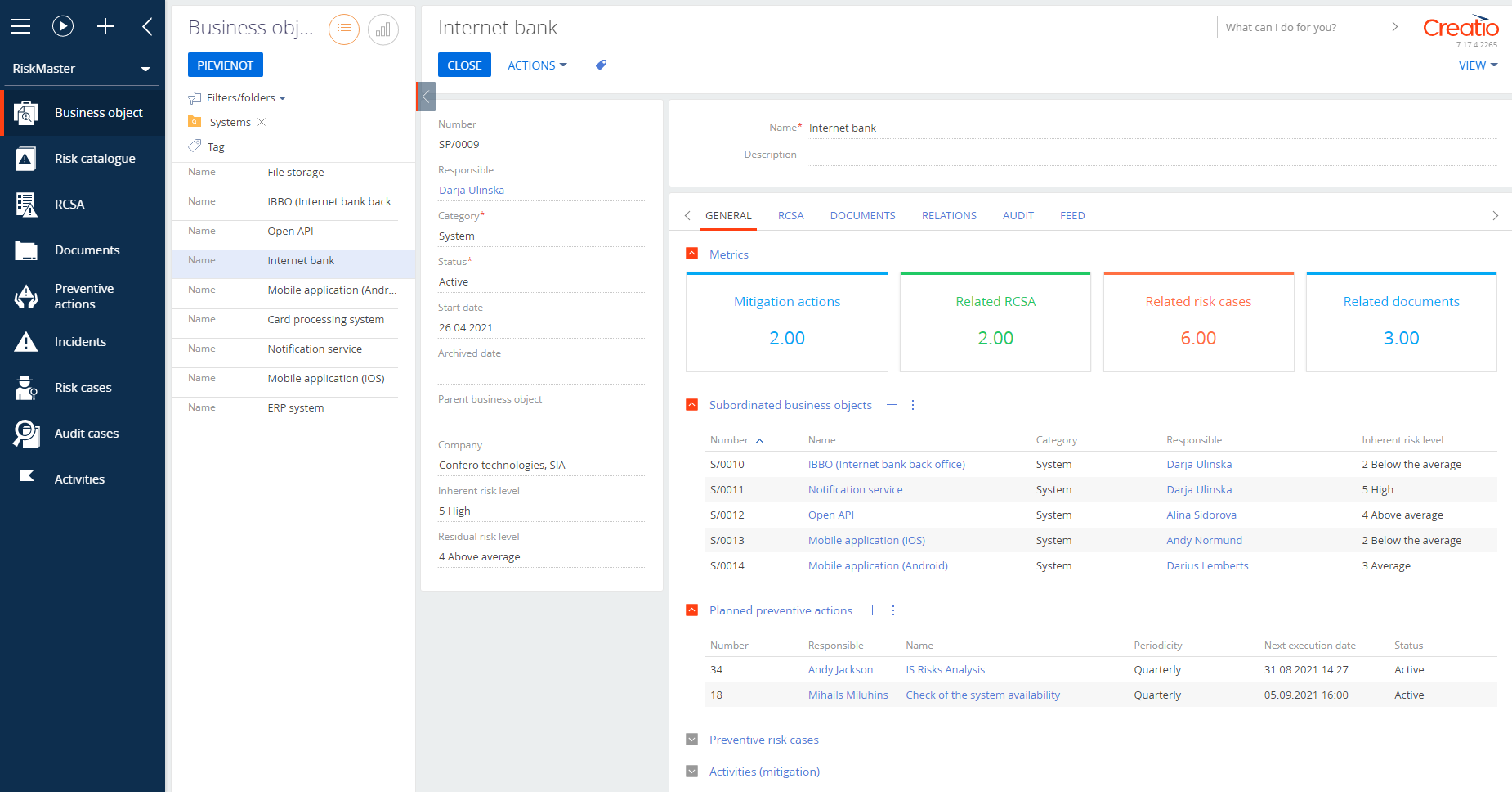 RiskMaster for Creatio | Creatio Marketplace