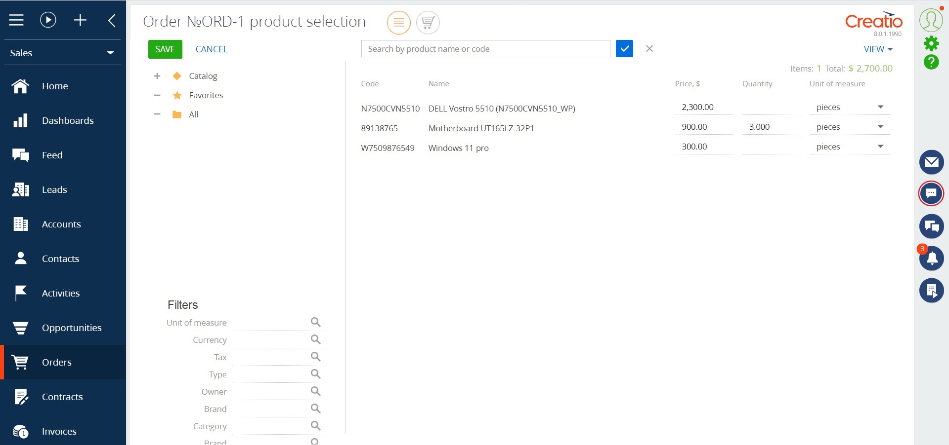 SalesUp Catalog selection enhancements for Creatio | Creatio Marketplace