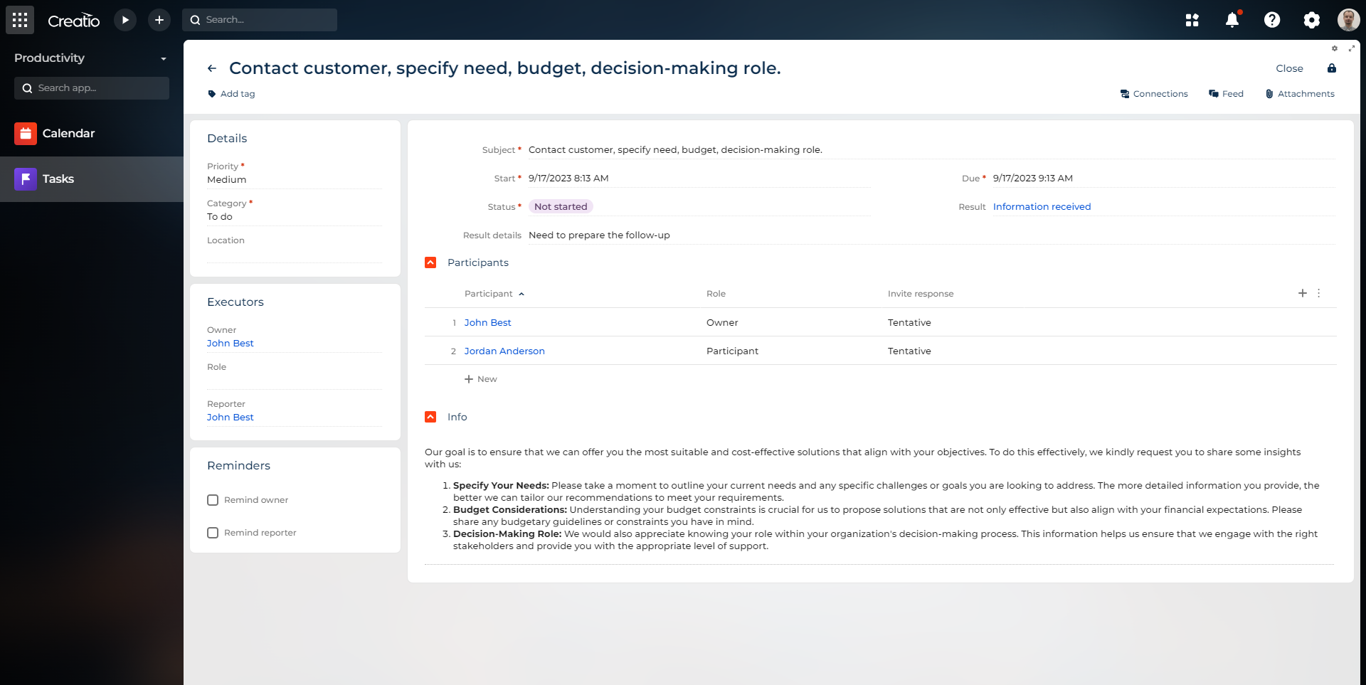 Productivity | Creatio Marketplace