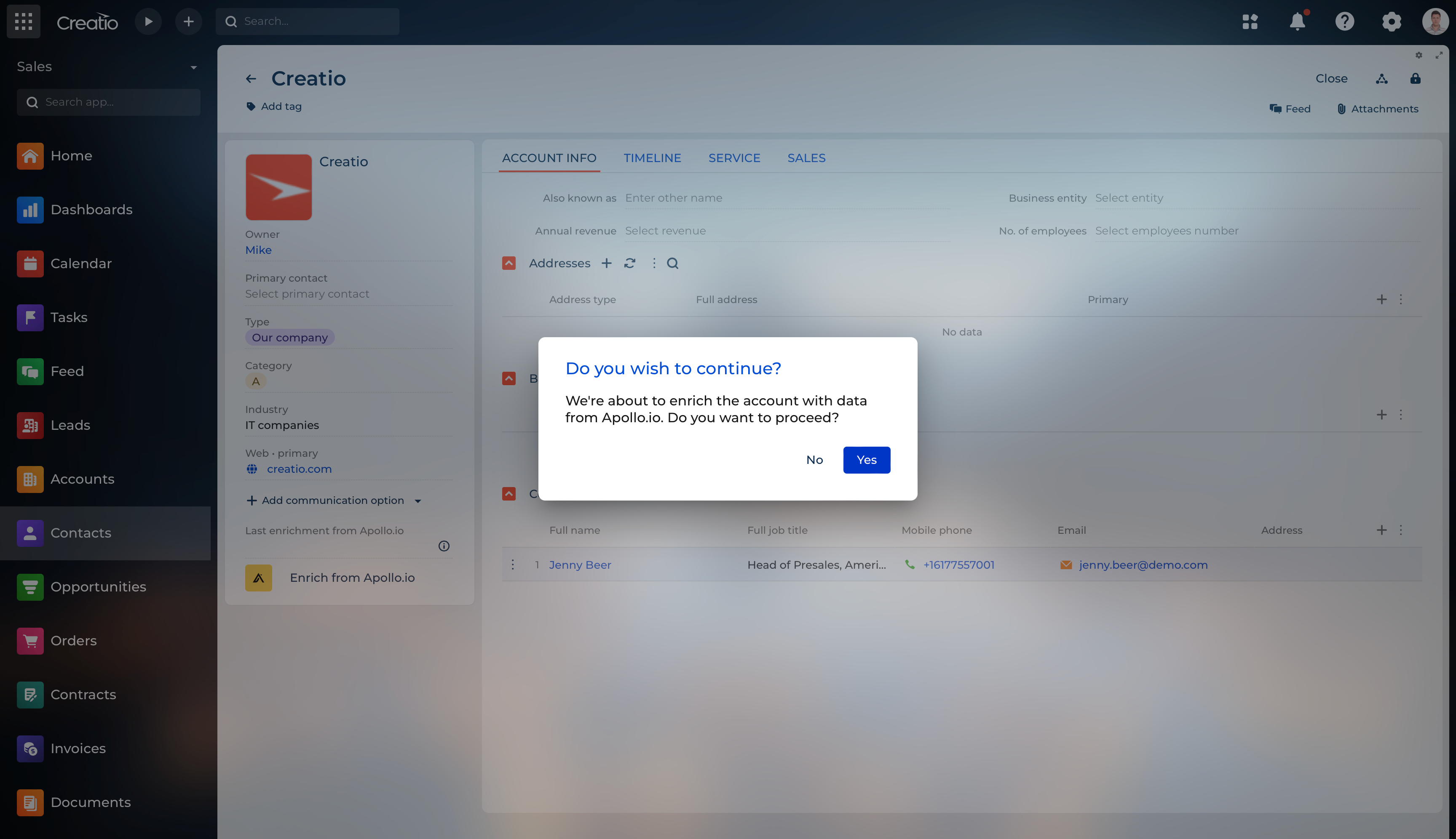 Apollo.io connector for Creatio | Creatio Marketplace