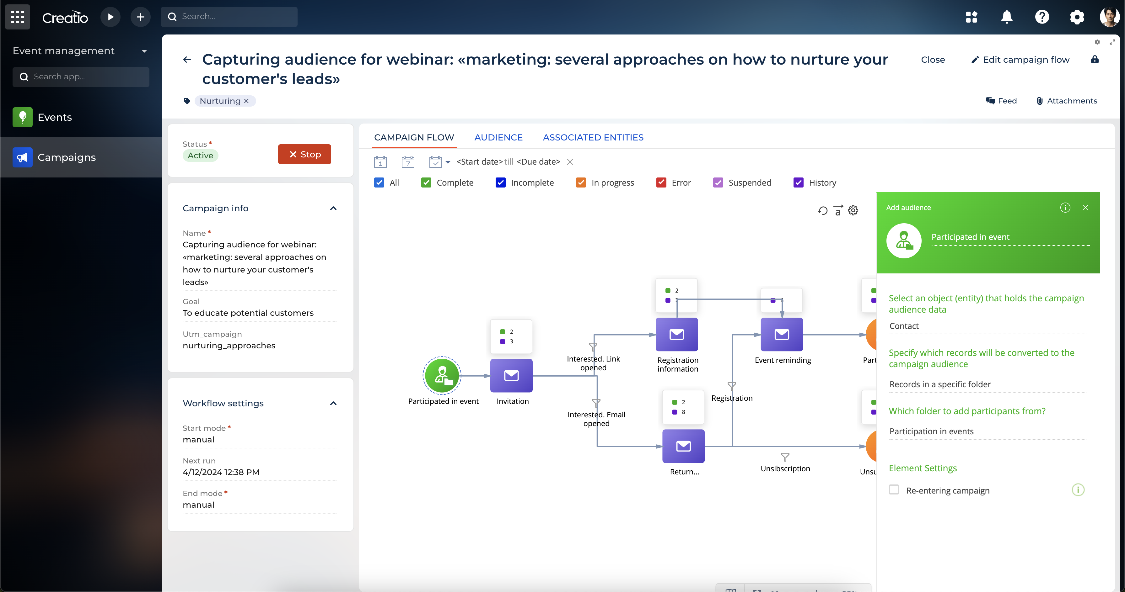 Event Management | Creatio Marketplace